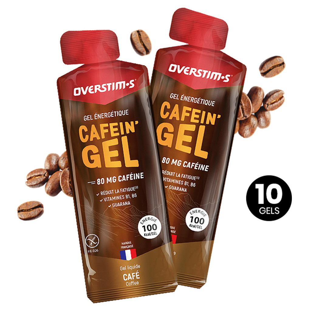 Boîte de 10 gels énergétiques Overstim.s Cafein'Gel Liquide sachet 32g