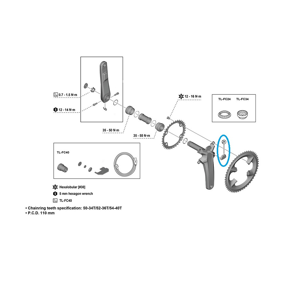Couvercle capot capteur de puissance Shimano FC-R9200-P - Y0N59801T